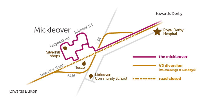 road closure between the Mickleover Court Hotel Junction & Grange stop ...